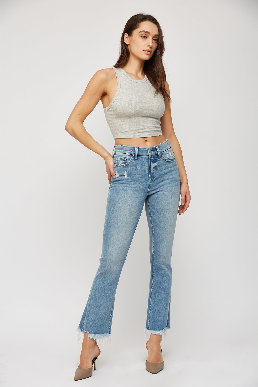 MICA F149 Jeans Vintage Crop Flare Med Wash High Rise – The Gypsy Belle ...